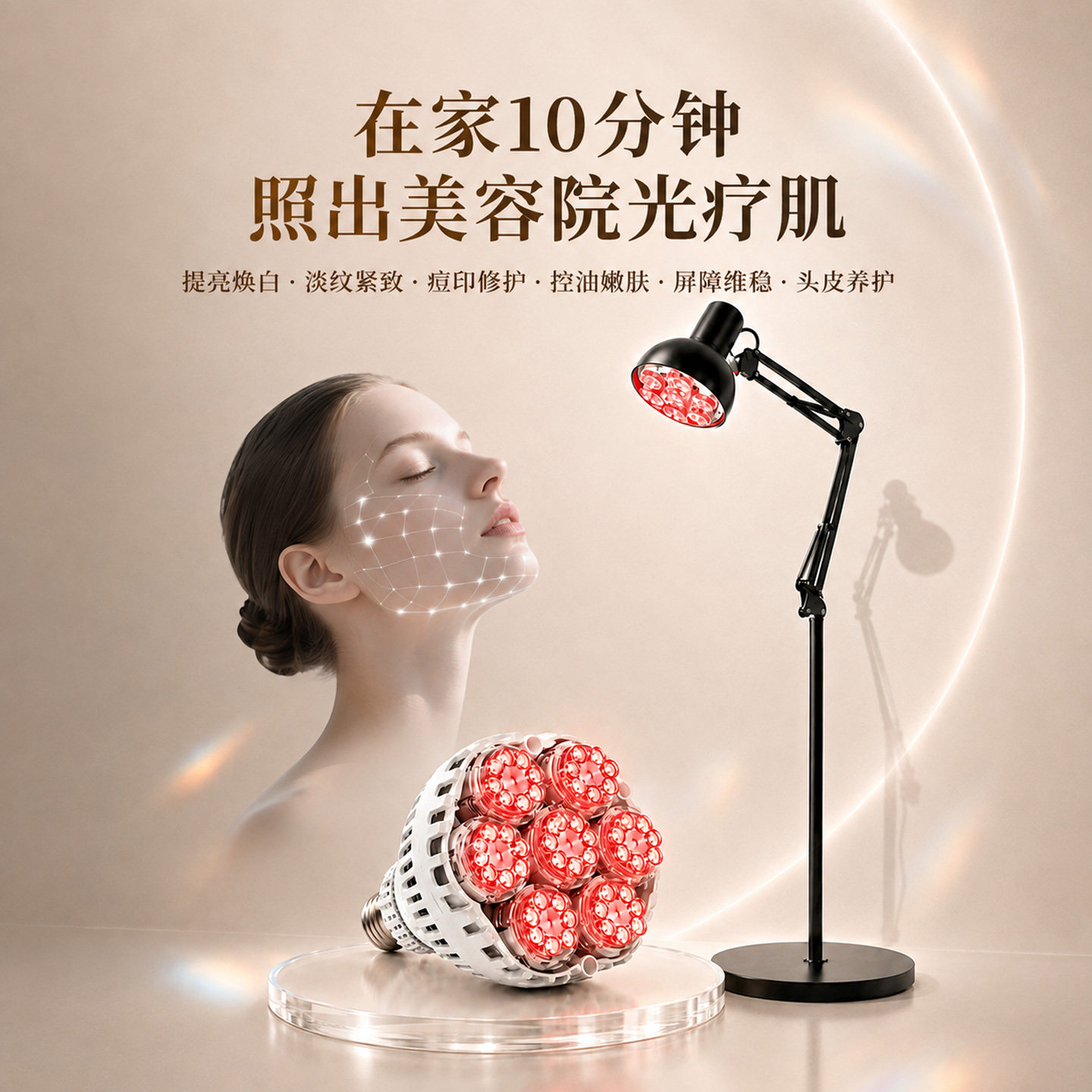 三思双红光小排灯家用led美容灯遥控立式美容仪灯美容院同款淡纹