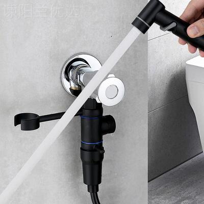 001257头黄铜马桶喷枪旋转支免孔水打龙三角阀架净身妇洗器喷头固