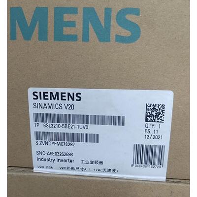 议价6SL3210-5BE21-1UV0西门子V20变频器1.1KW 6SL32105BE211UV0