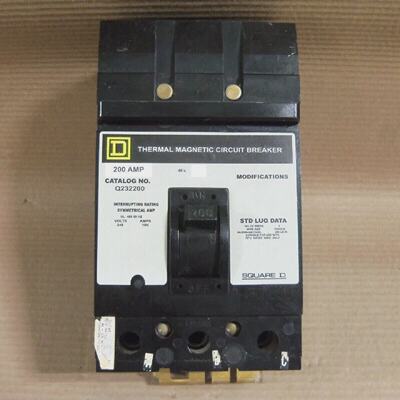 Square D Q2 Q232200 3 Pole 200 Amp 240V RELABELED Circuit Br