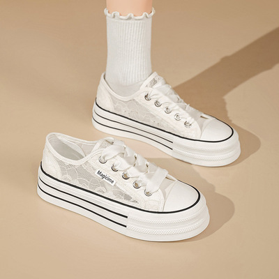 奥古狮登2025夏季蕾丝小白鞋