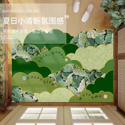 美式小清新入户门地m垫威廉莫里斯花纹进门地毯皮革可擦洗门口垫