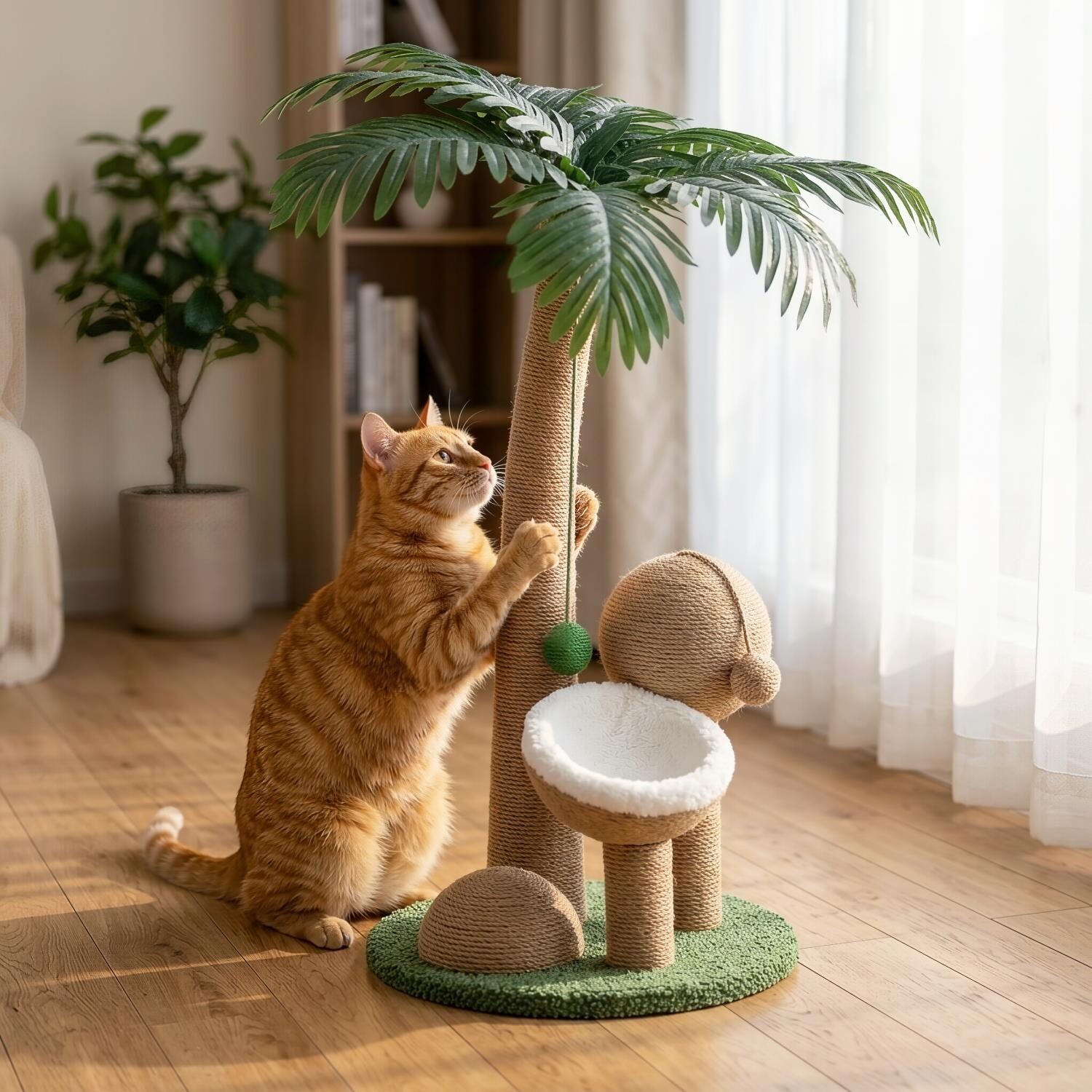 椰子树猫抓板猫玩具猫爬架一体耐抓耐磨不掉屑磨爪麻绳立式猫抓柱