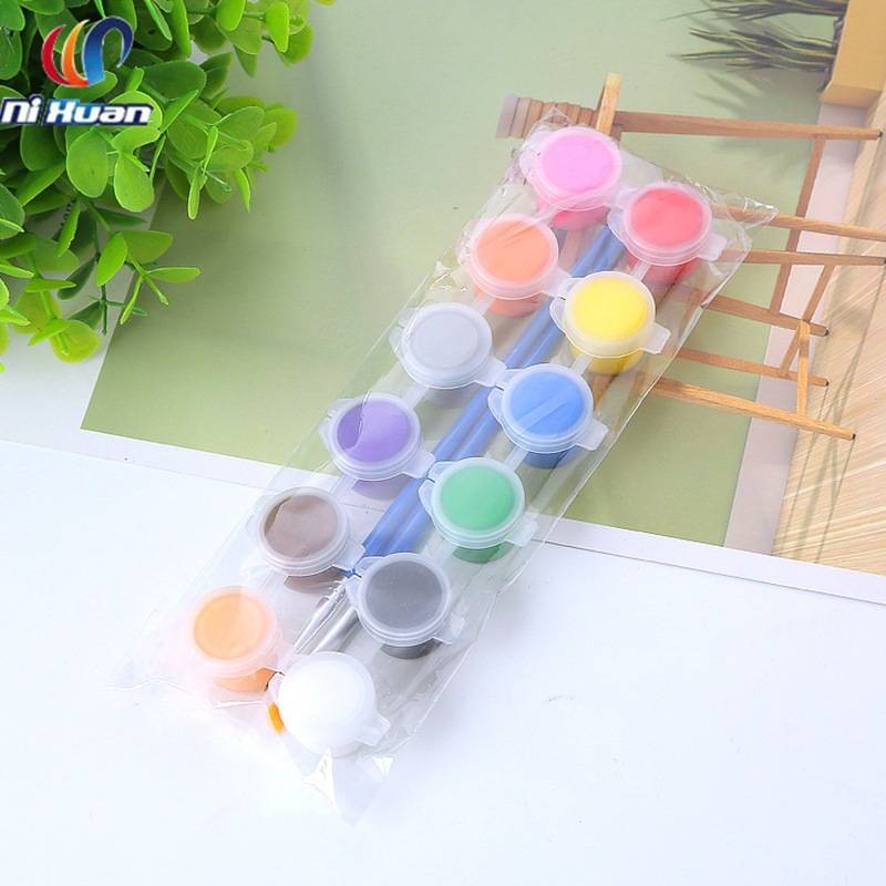 3毫升12色丙烯颜料儿童DIY陶瓷石膏风筝绘画颜料绘画辅料工具