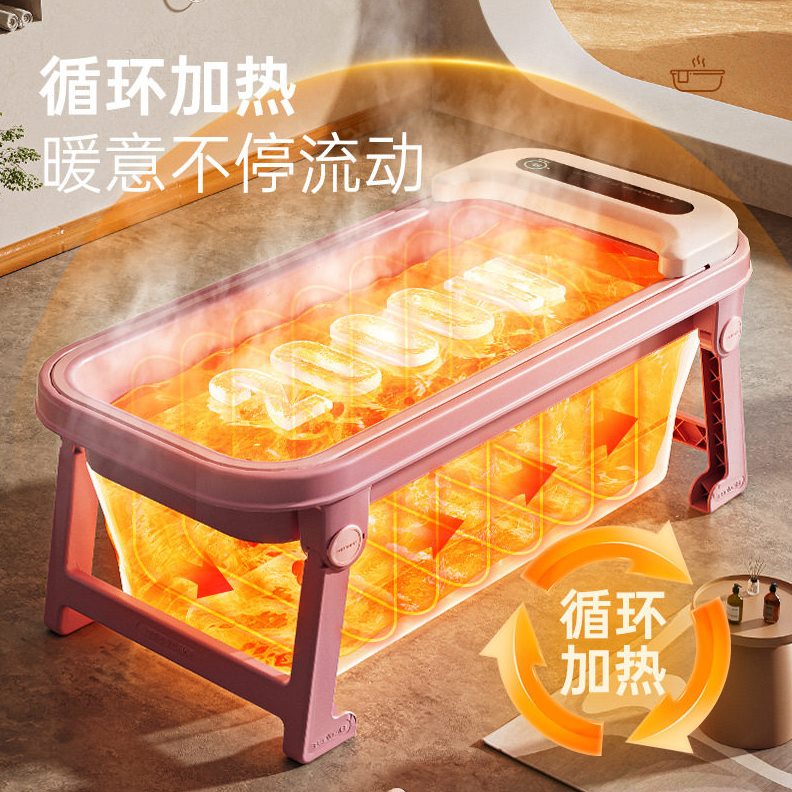 直销嘉述泡澡桶家用按摩可折叠浴缸儿童恒温加热洗澡桶婴儿洗澡盆