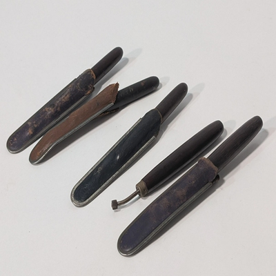Lotof5:VintageEOMullerDeburringHandTools,WoodHandl