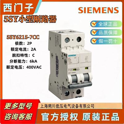 议价5SY6202-7CC西门子5SY微型断路器5SY62027CC全球正品5SY6 2P
