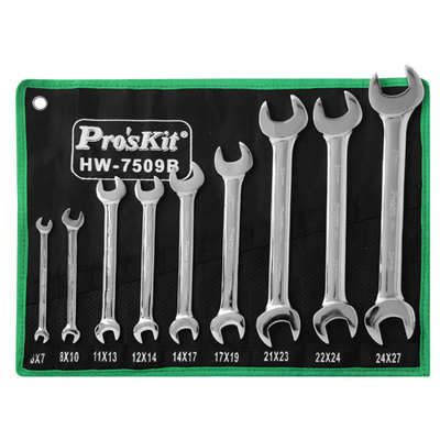 宝工(Proskit) HW-7509B 9件套镜面抛光双开口扳手组 铬钒钢