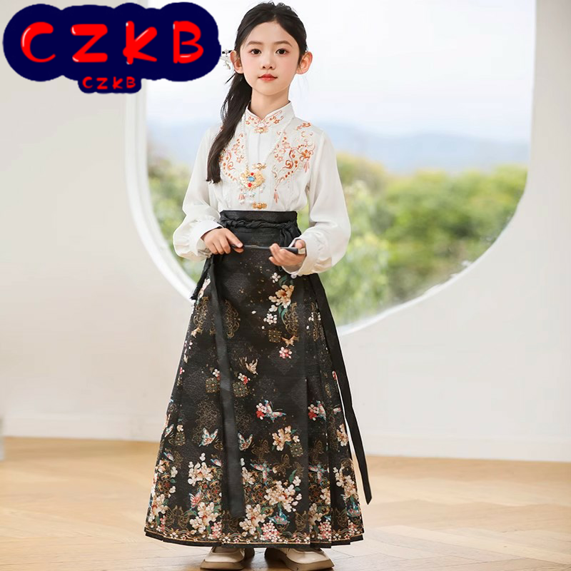 女童马面裙新中式汉服古风明制套装短袖儿童中国风小女孩唐装春夏