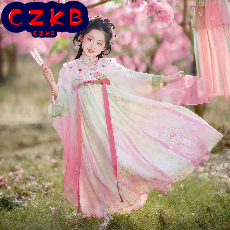 汉服女童2025新款儿童齐胸襦裙古风古装连衣裙中国风超仙唐装春季