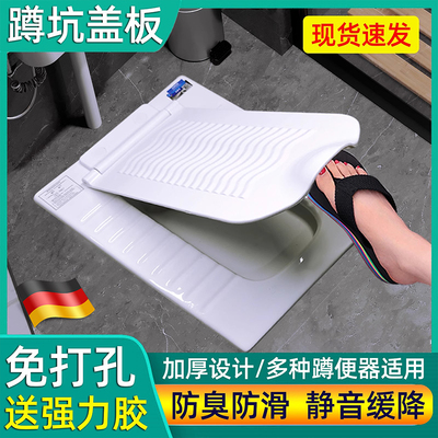 德国盖板蹲厕盖家用蹲坑式便池厕所盖子蹲坑通用蹲便防臭盖