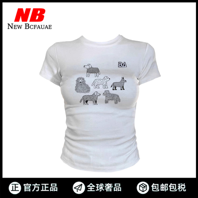 New Bcfauae NB官方正品新美式复古短袖t恤修身显瘦辣妹正肩上衣