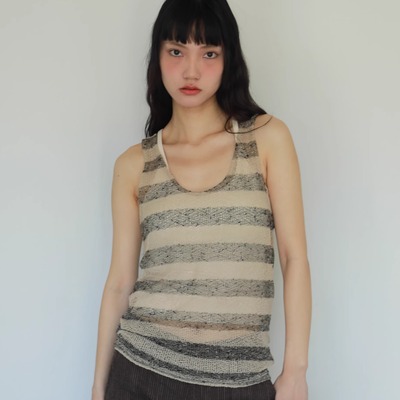 条纹网面背心可叠穿单穿
