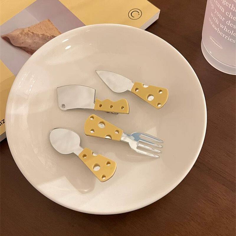 可爱奶酪刀叉系列发夹!趣味少女心鸭嘴夹造型边夹发卡发饰头饰新