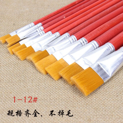 2号助焊膏毛刷 红杆尼龙毛油画笔 单支水粉绘画彩绘笔 木质笔刷