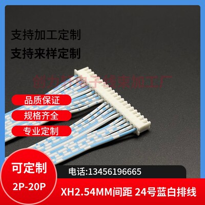 XH2.54MM-20P 2.54间距 蓝白排线 线长60CM/厘米 线束加工 订做