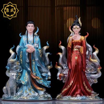 九姑娘神像九尾娘娘青丘白狐女神树脂白衣红衣九公子家用摆件