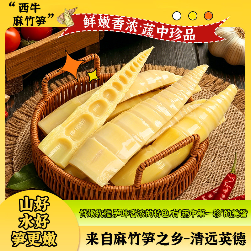 英德西牛原生态绿色食品现挖新鲜笋尖袋装水煮免手剥火锅食材脆鲜