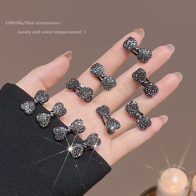 高级感满钻蝴蝶结小发夹女侧边