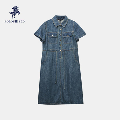 【商场同款】POLOSHIELD女士百搭时尚牛仔连衣裙6262Q1C162