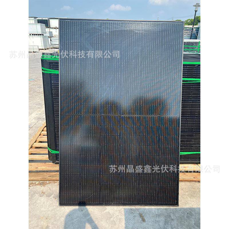 单晶400瓦全黑单面太阳能光伏板发电板电池板组件户用电瓶发电