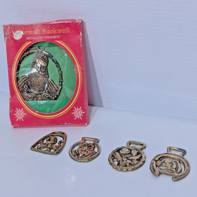 Lotof5:VintageNormanRockwellSanta'sLedgerOrnament;H