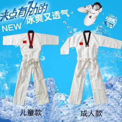 跆拳道服长袖短袖夏季儿童成人训练服印字大学生女道服跆拳现货