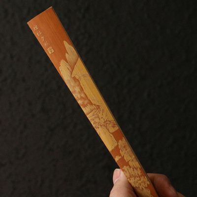 名李仁钢留青雕刻老玉竹文玩折扇竹雕竹制头竹扇子骨