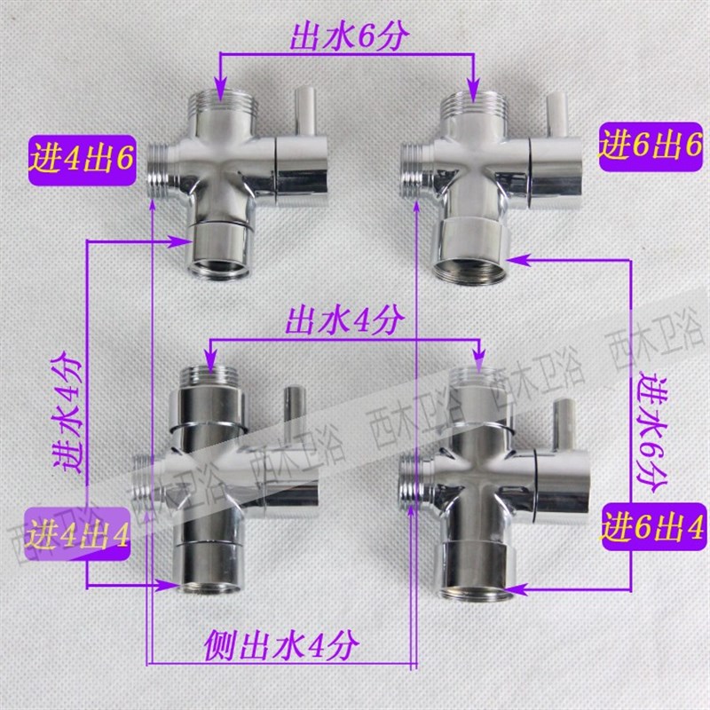 全铜快开淋浴分水器分水阀六分/四分接口 转换阀 切换阀 固定铜座