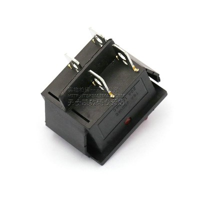 船型开关 船形翘板电源按钮 16A250VAC 双联双刀单掷带灯4脚 红色