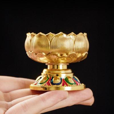 金属酥油灯底座莲花灯烛台长明灯座灯盏佛台家用供灯佛灯蜡烛台座