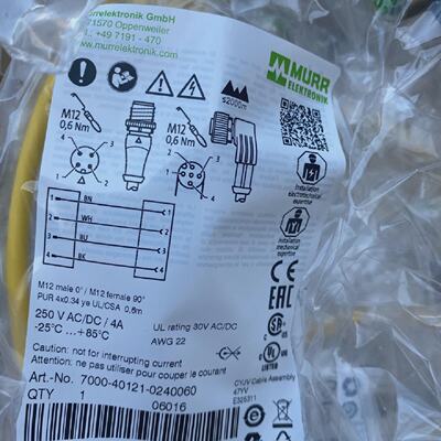 15Pc X Cable MURR ELEKTRONIK 7000400210240060 M12