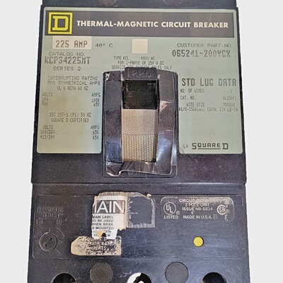 *Used  Tested* KCP34225MT MOLDED CASE CIRCUIT BREAKER 480VOL