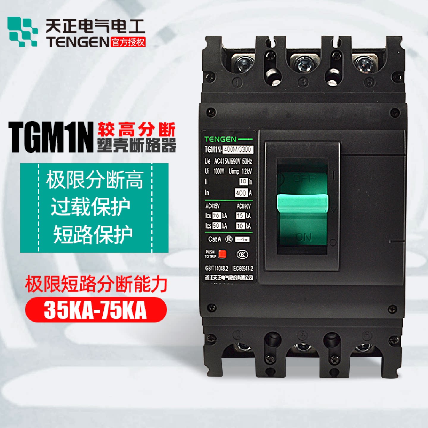 天正高分段塑壳断路器TGM1N-3300M63A125A250A400A空气开关