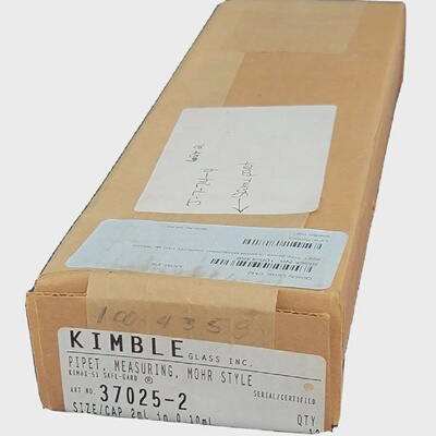 BOX OF 12 SEALED KIMBLE GLASS INC. 370252 PIPET MEASURING MO