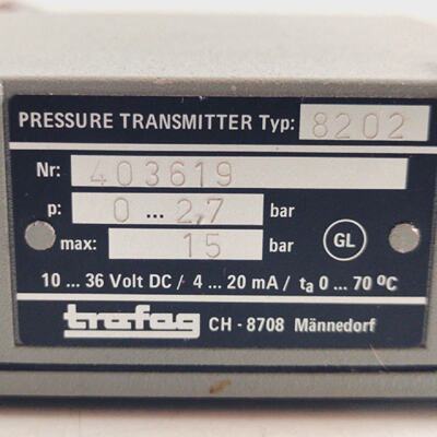 Trafag 8202 Pression Transmetteur Gamme 02.7 BarreMax. Gamme