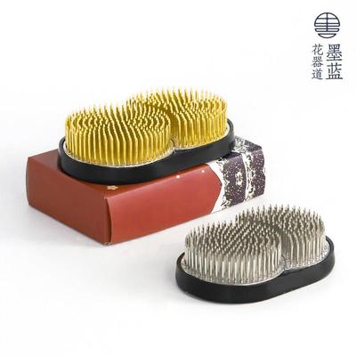 日月剑山接龙草月流插花器禅意日式花道中式插花工具花钉底座针山
