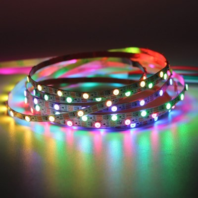 s型WS2812B窄版全彩60灯每米3535/5050幻彩跑马流星折叠软灯带5v