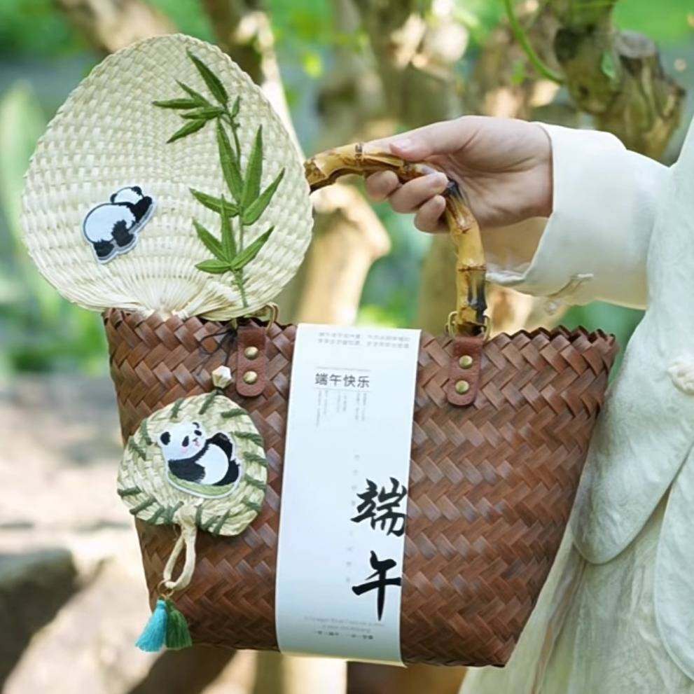 2024中国风礼物盒端午包装盒烘焙手提盒子竹篮礼品盒伴手礼盒空盒
