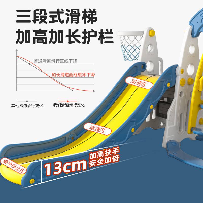 儿童滑滑梯秋千三合一组合小型室内家用幼儿园宝宝小孩游乐场玩具