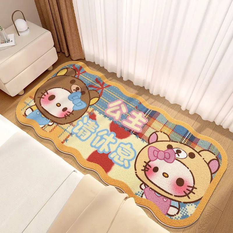 卡通凯蒂猫仿羊绒卧室床边毯隔凉加厚阳台飘窗垫少女风客厅地毯