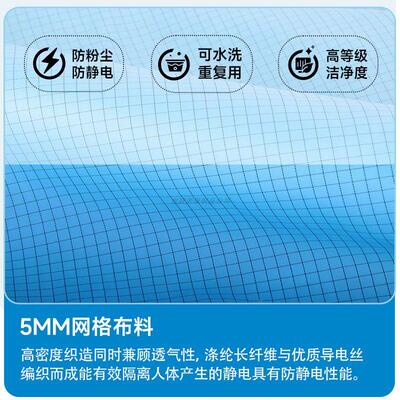 蛙式防电无尘服百级净开网格胯下拉链半导体NXP车间洁静室防尘工