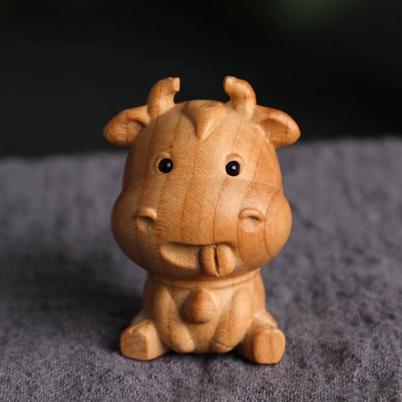 桃木十二生肖摆件实木雕刻木雕摆件全套鼠牛虎兔龙蛇马羊猴鸡狗猪
