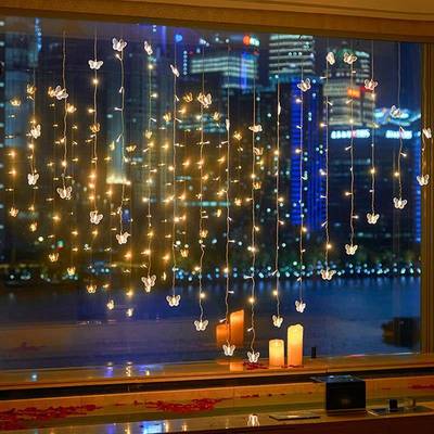 小彩串灯闪灯灯满天房星挂灯窗帘灯间布置装气氛灯卧室饰灯MEI星