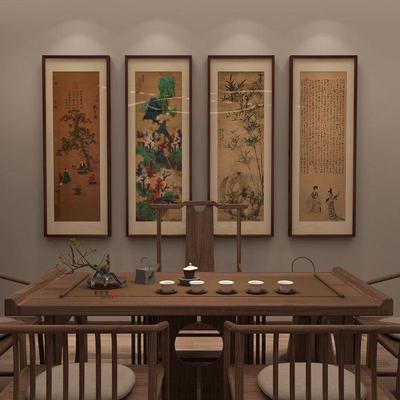 米亦TND堂x听琴图新式大气山水禅意房国画 画客厅饭 厅中玄关书竖