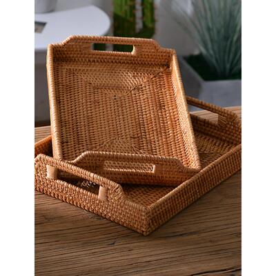 茶餐具收纳盘茶果盘盘面包西点餐盘盘越南秋藤编BCK收纳筐 精包邮