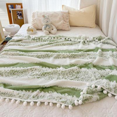 20调2025041725子款阳离双色提花星绒梦语小沙球毯家用发盖毯空毯