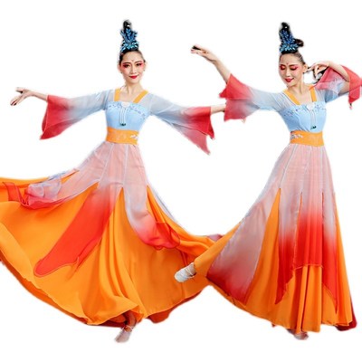 古典舞演出服女飘逸中国风汉唐古装汉服仙气舞蹈服装开场舞大摆裙