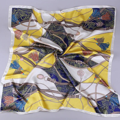 Fashion Kerchief Silk Satin Neck Scarf For Women Print Hija
