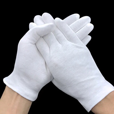 1-10 Pairs Men Women Full Finger Etiquette White Cotton Glo